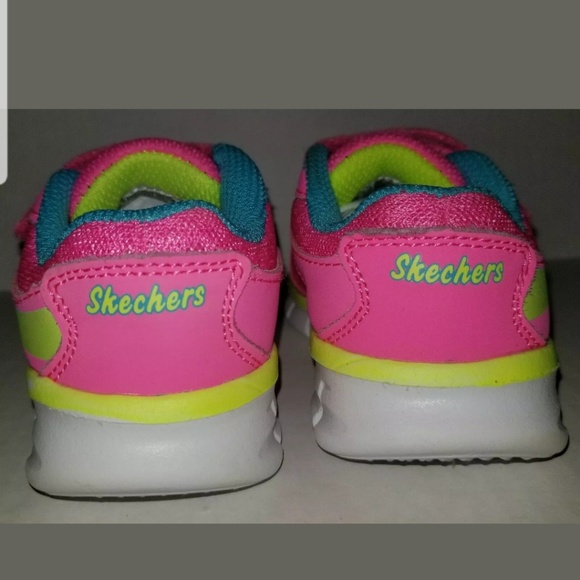 Skechers | Shoes | Skechers Girls Foamies Neon Pink Memory Foam Sneak ...